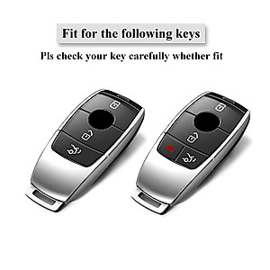 Senauto Quicksand Key Fob Cover Case Full Protection Key Chain for 2017 2018 2019 Mercedes Benz New C E S Class W213