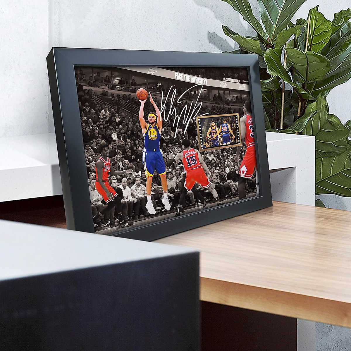 sufenvera Signed Klay Thompson Memorabilia Film Photo Framed Poster Collection,Gifts for Golden State Basketball Fans 10x8 Inches