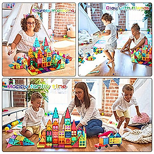 SUNHE YHK Kids Magnetic Tiles Toys, 100Pcs 3D Magnetic Building Blocks Tiles Set, Building Construction Educational STEM Toys for 3+ Year Old Boys and Girls