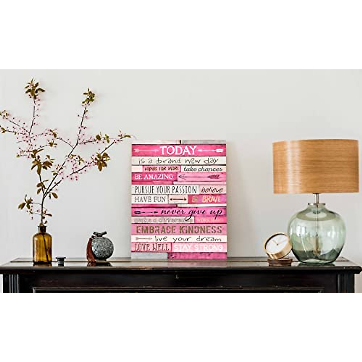 Pink Wall Decor - Inspirational Quotes Wall-Art - Motivational Bedroom Decor For Teen Girls - Office Gifts For Women With Framed Canvas Artwork Ready to Hang 15" W x 11.5" H