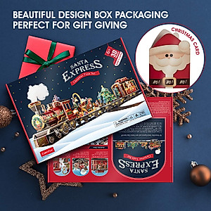 3D Puzzles for Adults Kids LED Christmas Train Sets for Under Christmas Tree, Musical Steam Santa Express Christmas Decorations with Lights, Christmas Decor Model Kit, Gifts for Women Men, 218 Pieces