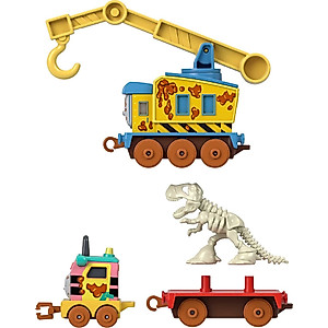 Fisher-Price Thomas & Friends Dino Fix ‘em Up Friends, Carly the Crane and Sandy push-along toy train for preschool kids ages 3 years and older
