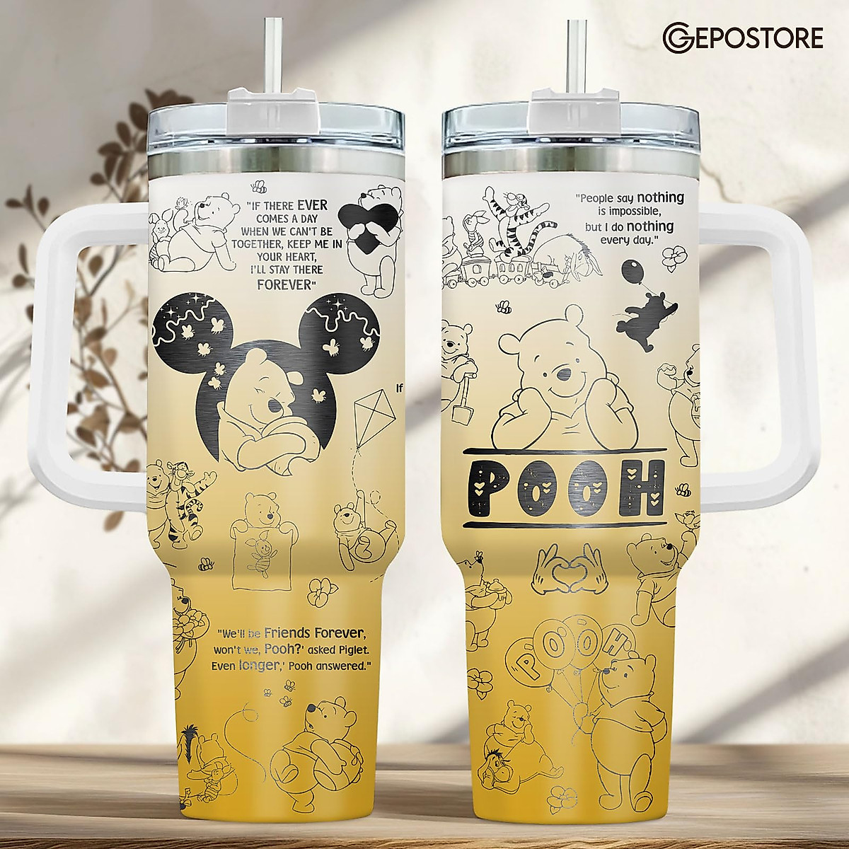 GEPOSTORE Christmas Gifts for Women Girls, Adorable Bear 40oz Tumbler with Lid, Cute Cartoon Character Tumbler, Birthday Gifts for Movie Lover