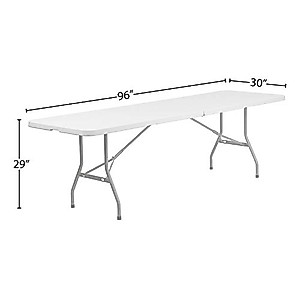 Flash Furniture 8' Bi-Fold Granite White Plastic Event/Training Folding Table Set with 10 Folding Chairs