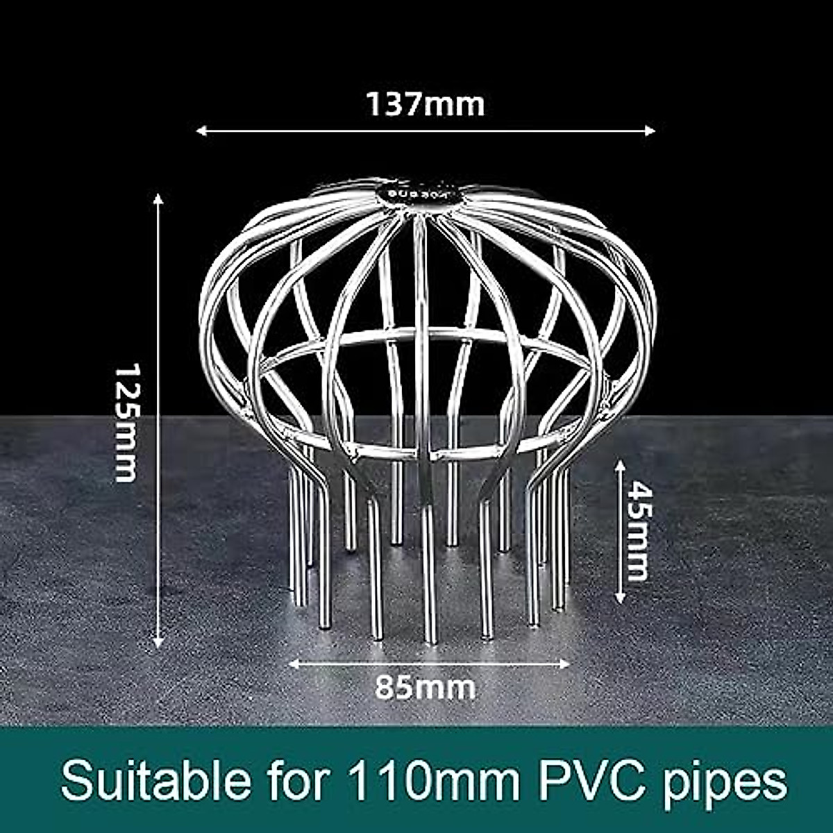 304 Stainless Steel Gutter Guard Drain Covers Outdoor, 50mm/75mm/110mm/160mm Gutter Pipe Leaf Wire Drain Guards Keeps Gutter Downpipes Clear, Drain Outdoor Roof Anti- Blocking Line Cap (Size : 110mm