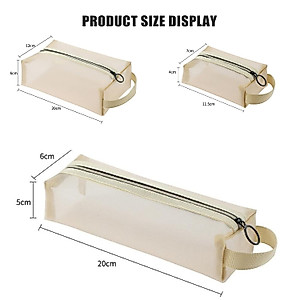 Gidary Mesh Cosmetic Bag Mesh Zipper Pouch Clear Cosmetic Bags for Home Travel Accessories Organizer 3PCS (Beige)