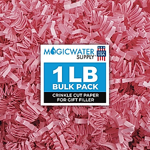 MagicWater Supply Crinkle Cut Paper Shred Filler (1 LB) for Gift Wrapping & Basket Filling - Light Pink