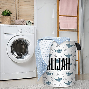Personalized Baby Laundry Hamper, Custom Laundry Basket with Name, Kids Clothes Hamper, Cute Clothes Storage Basket for Nursery Room Baby Room(Shark)