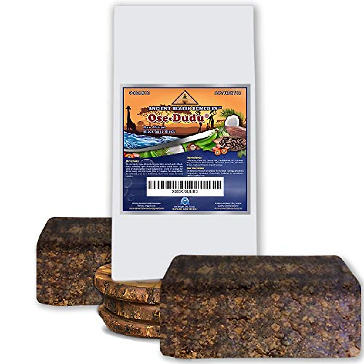 Organic, Anti-Bacterial, Anti-Fungal OSE-DUDU AFRICAN BLACK SOAP 2 LB (32 oz) BLOCK. Authentic, Handmade, Unscented Raw (GHANA)