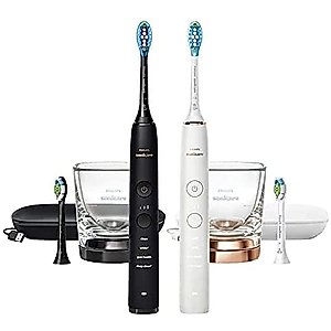 PHILIPS Sonicare Diamond Clean Rechargeable Toothbrush for Complete Oral Care 2-Pack Handles （Black