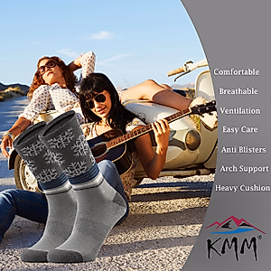 KMM Women's Merino Wool Cushion Crew Socks for Ladies Outdoor Hiking Hike Trail Casual Stylish Colorful Light Dry Soft comfy(Color10 L)