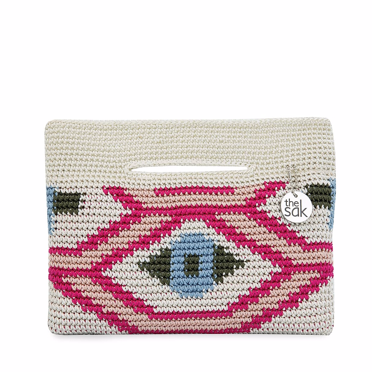 The Sak Linden Convertible Crossbody Bag in Crochet, Adjustable Multi Use Strap, Natural Senang