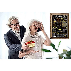 FALAMON 70th Birthday Decorations for Women or Men, 11x14 Birthday Anniversary Decorations Poster, Birthday Party Supplies Gifts, Back in 1953