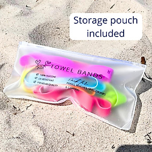 Towel Bands (6-Pack), Beach Pool & Cruise Chairs, Extra Durable, No Snapping, Cruise Ship & Beach Essentials, Great Alternative to Beach Towel Clips (3 Regular + 3 Glow in The Dark)