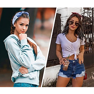 Huachi 12 Pack Bow Headbands for Women Elastic Headwraps Hair Band Knotted Headband Rabbit Ears Turban Head Band Fashion Sport Cute Hair Accessories