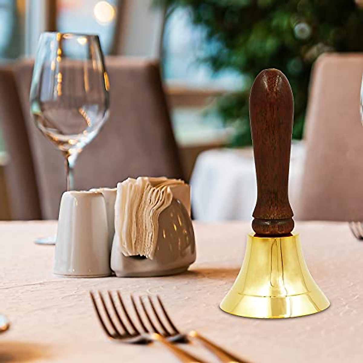 Shubhkart Wooden Classic Bell- for Wedding Events Decoration, Food Line, Alarm, Jingles, Ringing, Service Bell (Small)