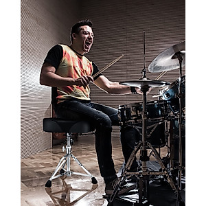 Starfavor Drum Throne Height Adjustable Padded Seat Drum Stool Saddle Drum Seat, with Double Braced Anti-Slip Feet Swivel Drum Chair for Adults, Motocycle Style, ST-500