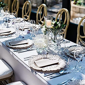 WUWEOT 12 Pack Silver Charger Plates, 13" Round Plastic Reef Plate Chargers with Flora Reef Design for Wedding Dinner Party Decoration