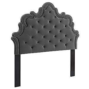 Modway Arabella Button-Tufted Performance Velvet Headboard, Full/Queen, Charcoal