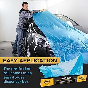 Dura-Gold 20' x 250' Roll of Pure Blue Premium Overspray Paintable Plastic Sheeting -10 Micron, 0.4 Mil, Protective Masking Film Cover - Auto Car Painting, Bodyshop Repair, Household Cloth, Weather
