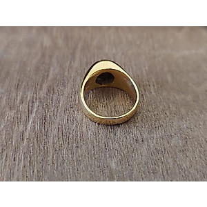 Tiger Eye Ring, Women Ring, Mens Tiger Eye Gemstone Ring, 925 Sterling Silver Ring, 22k Gold fill, Gemstone Signet Ring, Handmade Ring, Gift Ring (Yellow Gold Plated, 10.5)