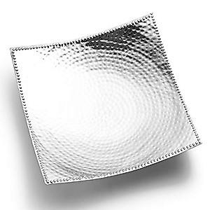 Stainless Serving Trays – 10x10 & 13x13 Silver Hammered Trays – Square Trays & Platters – 2 Pack by Colleta Home