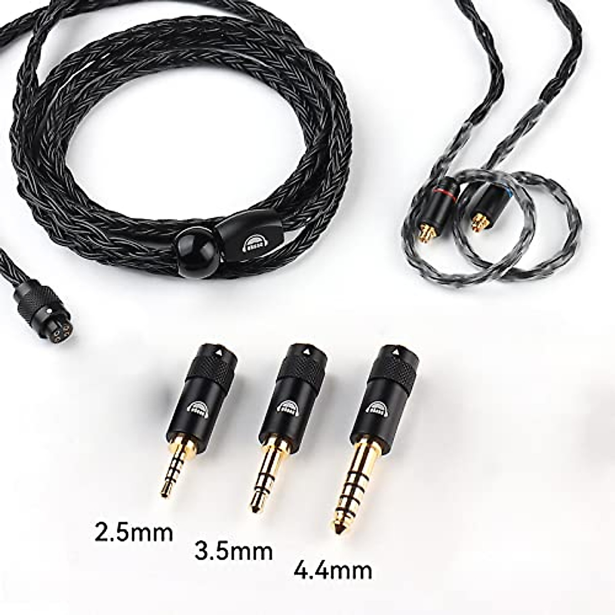okcsc 16 Core IEM Cable MMCX Upgraded Cable with Detachable 2.5/3.5/4.4mm Adapter Silver Plated Replacement Cable Earphone Cord for Shure SE215,SE315,AONIC3,AONIC4,for DITA Project 71 MMCX Cable