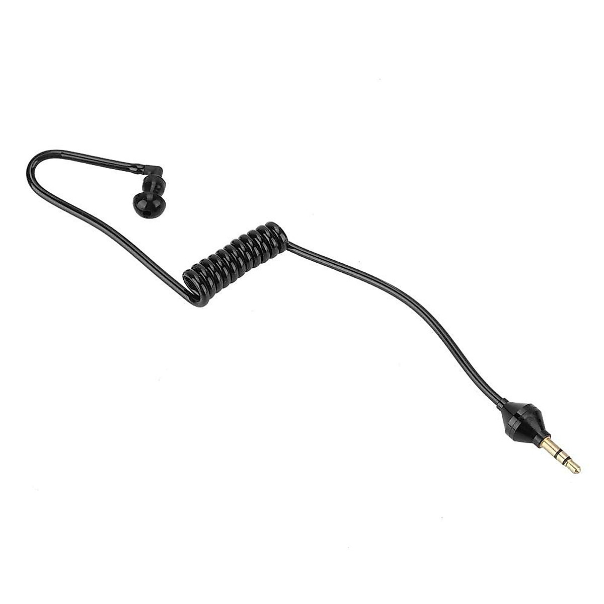 Hakeeta Single Earbud, Ear-Hook Earphone, Wired Earpiece, Spiral air Tube, in Ear, Lightweight, Monaural, Comfortable, Without Microphone, 3.5mm, for MP3 Phone Bluetooth, Black