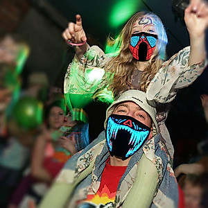 ShineWorld Halloween Mask Neon Mask led mask Scary Mask Light up Mask Cosplay Mask Lights up for Halloween Festival Party (Blood Teeth)