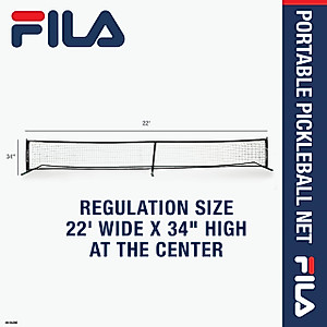 FILA Accessories Pickleball Net - Pickle Ball Game with Net Regulation Size 22 ft - All-Weather Pickle Ball Mesh Net - Includes Carry Bag - Durable, Quick & Easy Setup