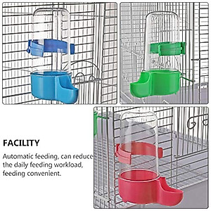 Balacoo 6pcs Automatic Bird Waterer Food Feeder Bird Water Bottle Drinker Food Container Dispenser Hanging Birds Cage for Parrots Budgie (Red Blue Green)