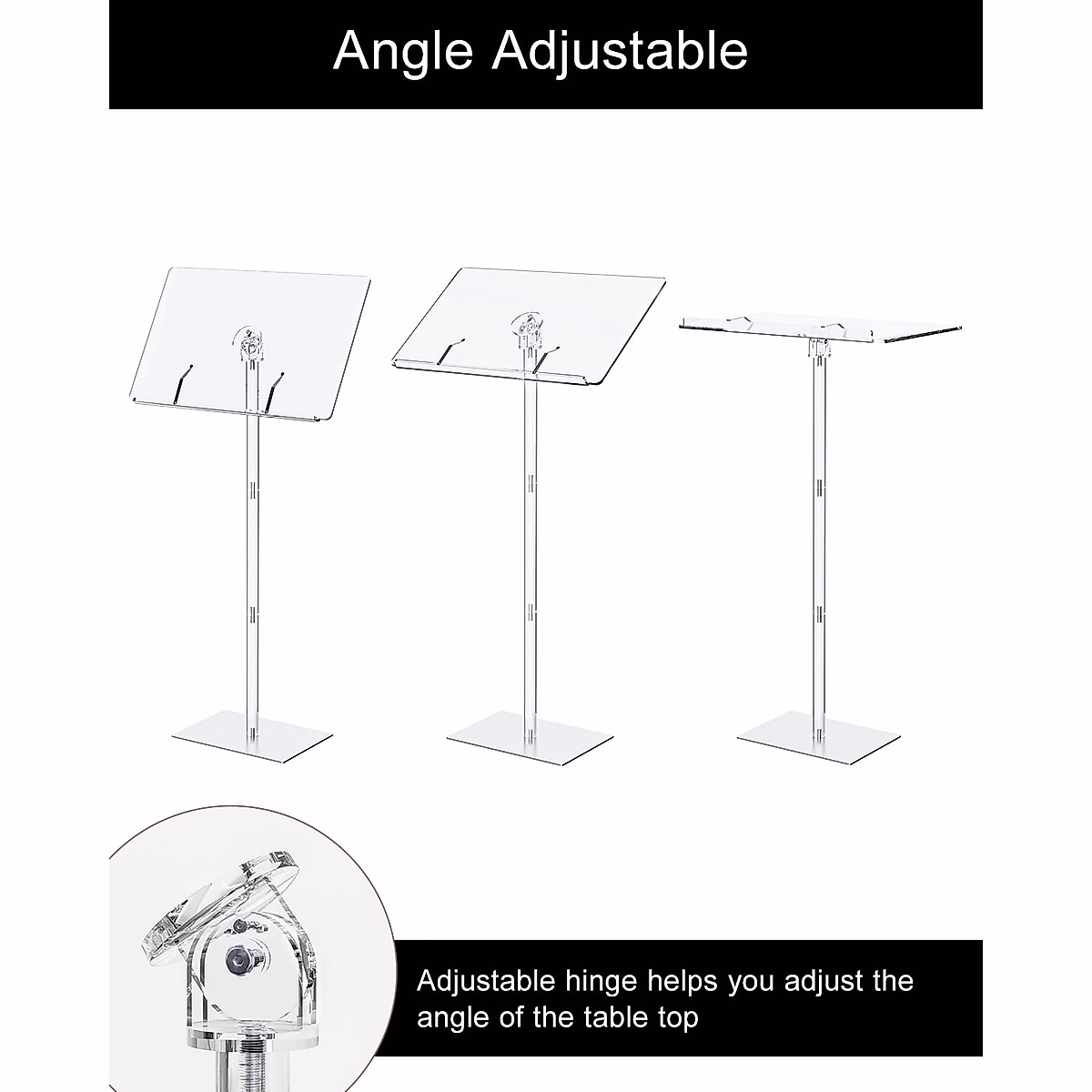 KSacry Large Acrylic Podium Stand,42.3'' H Pulpits for Churches, Lecterns &Podiums,Conference Portable Podium for Weddings, Classroom, Presentation Podiums,Metal Base(15.7" L x 11.8" W x 42.3" H)