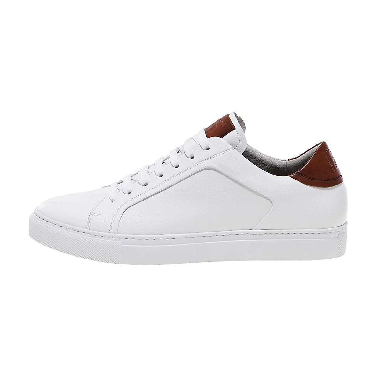 J75 Men's Blake-Low Leather Low Top Sneaker | Lightweight Comfortable & Durable | Lace Up Classic Casual Trainers|White Pebble Size 12
