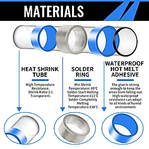 120PCS Solder Seal Wire Connectors - Sopoby Heat Shrink Waterproof Butt Connector Kit Insulated Automotive Marine Electrical Wire Terminals