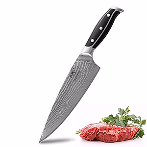 Damascus Kitchen Knife, 8 Inch Chef Knife Professional Kitchen Knife Forged with VG10 Super Steel 67-Layer Damascus, Non-slip ABS Ergonomic Triple Rivet Handle, Razor Sharp Lightweight Multipurpose