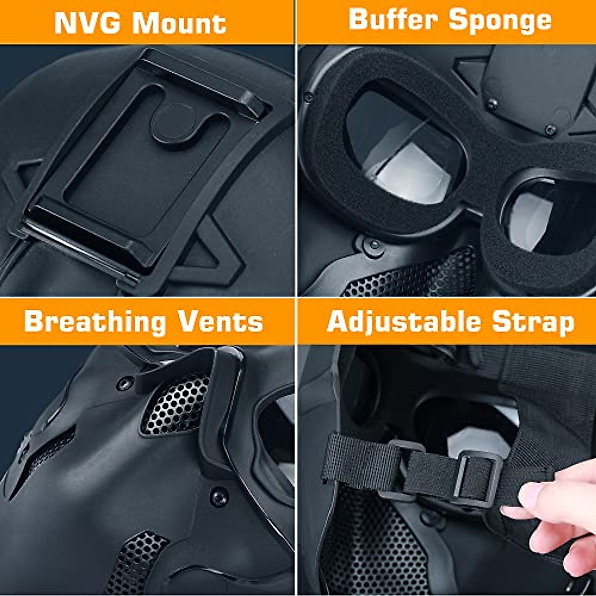 Guayma Airsoft Paintball Mask Tactical Full Face Cyberpunk Mask with Balaclava Headgear for CS Halloween Cosplay Costume Movie Props,Camo