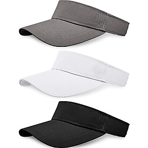 3 Pieces Sun Visor Hats for Women Men Adjustable Sports Athletic Visor Baseball Cap for Hiking Running Tennis Outdoor Black, White, Grey