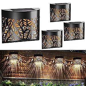 TIJNN Solar Deck Lights-4 Pack IP65 Waterproof, LED Landscape Lighting Solar Outdoor Light Solar Garden Light, Patio, Backyard, Patio - (Leaf)