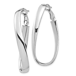Auriga Fine Jewelry 14K White Gold Polished 5mm Twisted Omega Back Oval Hoop Earrings