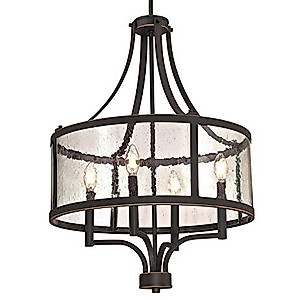 Westinghouse 6368400 Belle View Four-Light Indoor, Oil Rubbed Bronze Finish with Highlights and Clear Seeded Glass Chandelier, One Size , Oil-rubbed Bronze