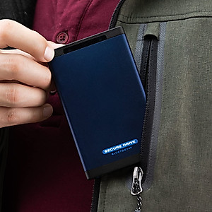 SecureData SecureDrive BT 2TB SSD Hardware Encrypted USB 3.0 Ext Drive FIPS 140-2 Level 3 Unlock via Phone app TAA Compliant, CJIS, HIPAA, CMMC, GDPR Compliant, Works with Mac and Win Free AV