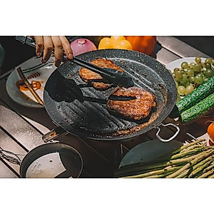 Fire-Maple Camping Griddle Plate | Nonstick Outdoor Portable Grill Pan for Stovetop | BBQ Gas Griddle Pan for Camping Stove Ridged Surfaces 31 X 31cm