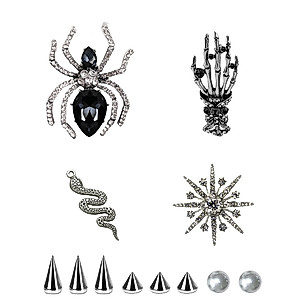 ZOKUZO Goth Bling Croc Charms Women Cute Designer Sliver Butterfly Punk Metal Jewels Rhinestone Gems Diamond Chains Crock Pins Shoe Charms Decorations Accessories for Adults Girl 30pcs