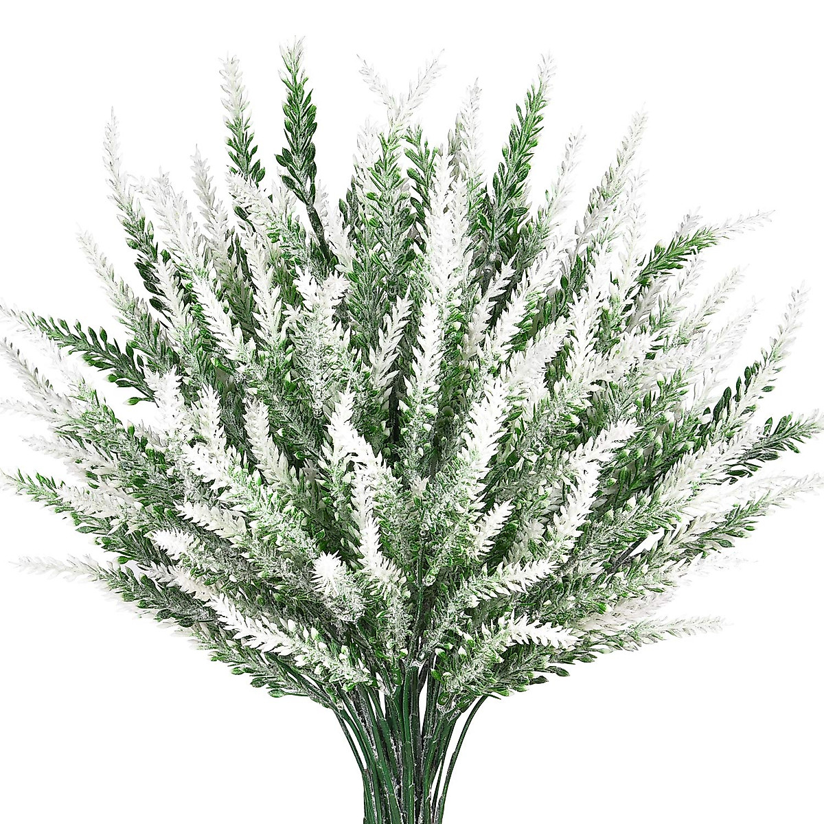 MARTINE MALL 8pcs Artificial Lavender Bouquet White Lavender Bundles Flocked Artificial Flowers Arrangements for Garden Office Wedding Bridle Home Kitchen Indoor Outdoor Decor