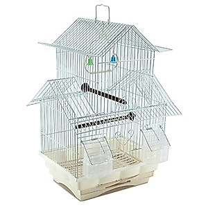 Small White 18-inch Bird CAGE for Small Finch Quaker Parrots Cockatiels Green Cheek Conure Perfect Bird Travel Cage and Hanging Bird House