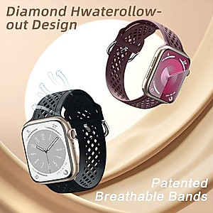 Getino Compatible with Apple Watch Bands 40mm for Women Men, Stylish Breathable Sport Replacement Band 38mm 41mm 44mm 45mm 42mm Soft Silicone Strap for iWatch SE Series 9 8 7 6 5 4 3 2 1 Ultra, 3 Pack