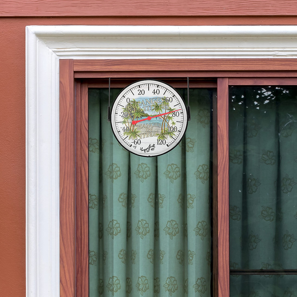 La Crosse 104-20747MV-INT Changes in Latitudes, Changes in Attitudes Margaritaville 5 Inch Bracket Dial Thermometer, White