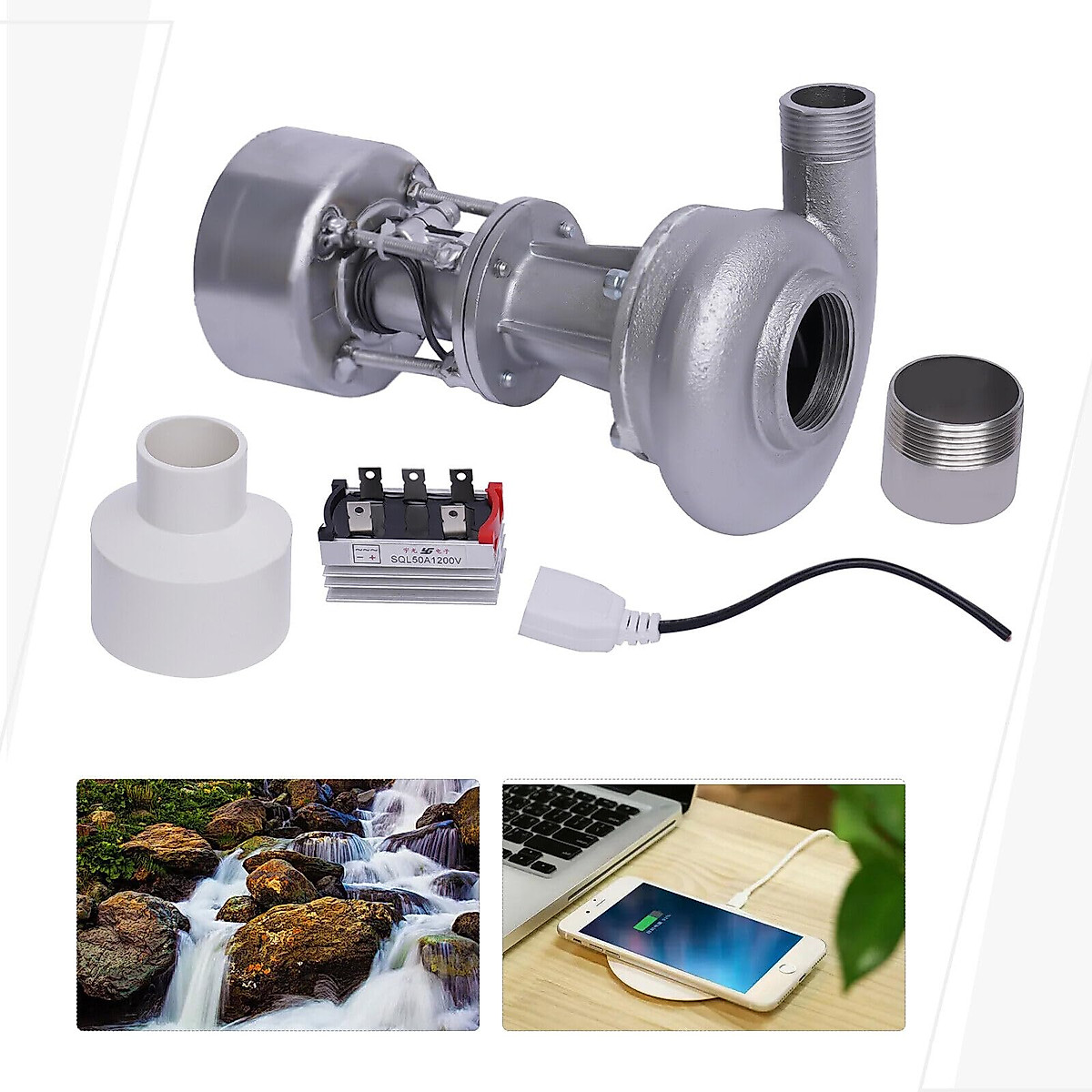 Micro Hydroelectric Generator 110V Mini Hydro Power Water Turbine Generator 500W Hydroelectric Power Station Water Turbine Water Flow Generator, Natural Water Power To Generate Electricity