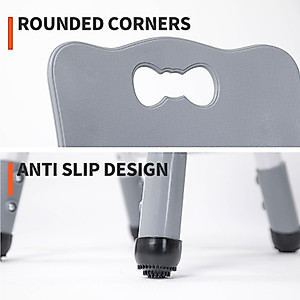 UNICOO –Kids Chair, Children Classroom Chair Suitable for Family Classroom/Preschool/Daycare/Playroom, Adjustable Height Toddler Chair (Gray, Set of 2)