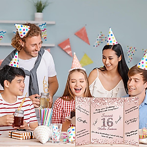 Vlipoeasn Sweet 16 Birthday Guest Book Alternative, Rose Gold Sweet 16 Birthday Decorations for Girl, 16th Birthday Party Signature Book, 16 Year Old Birthday Gifts for Girls